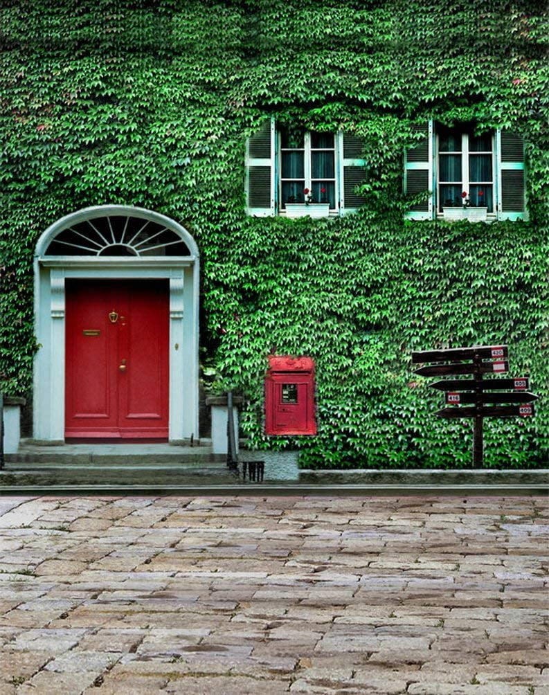 ABPHOTO Polyester Green Leaf House Photography Backdrops Photo Props ...