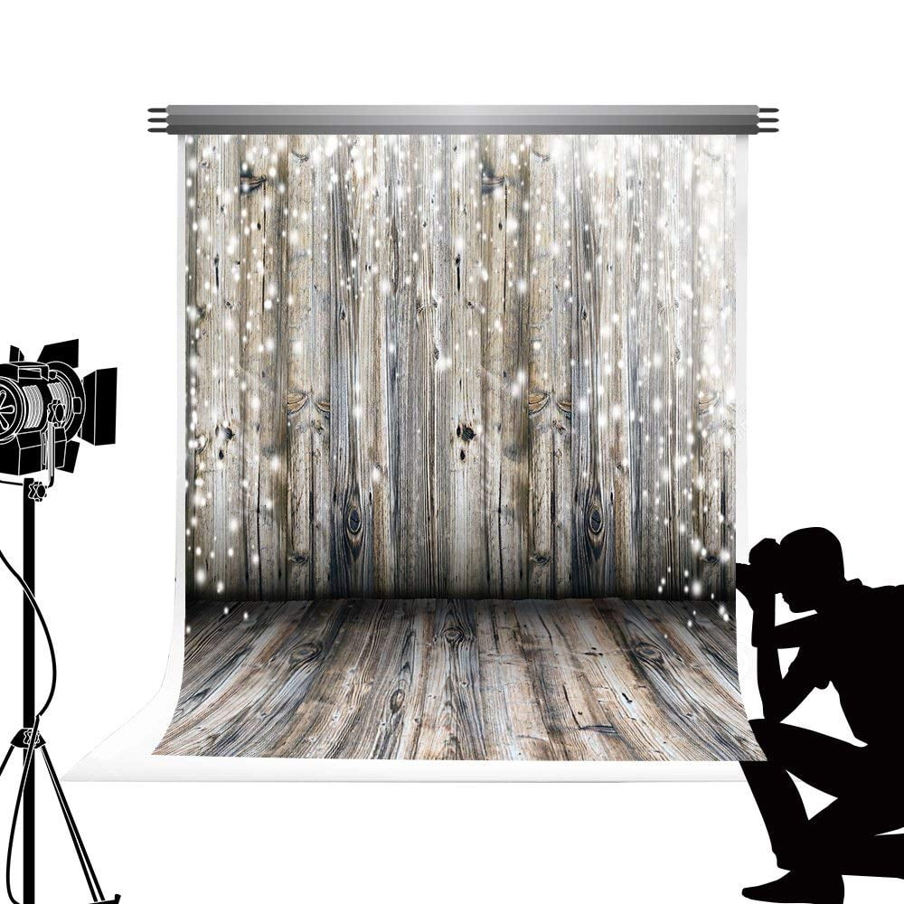 ABPHOTO Polyester Grey Wood Background Bokeh Sliver Photo Backdrop ...