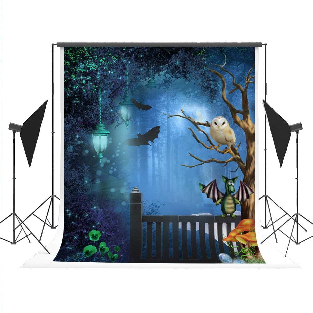ABPHOTO Polyester Halloween Photo Booth Cartoon Magic Forest Backdrop ...