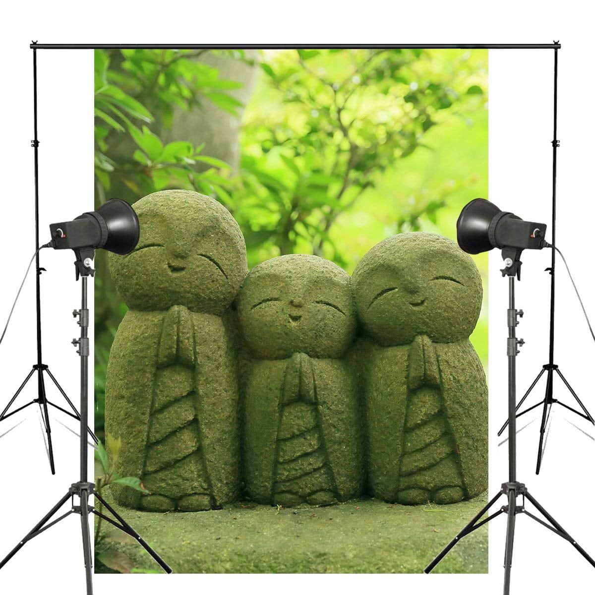 ABPHOTO Polyester Hasedera Temple Photography Background Jizo Statues ...