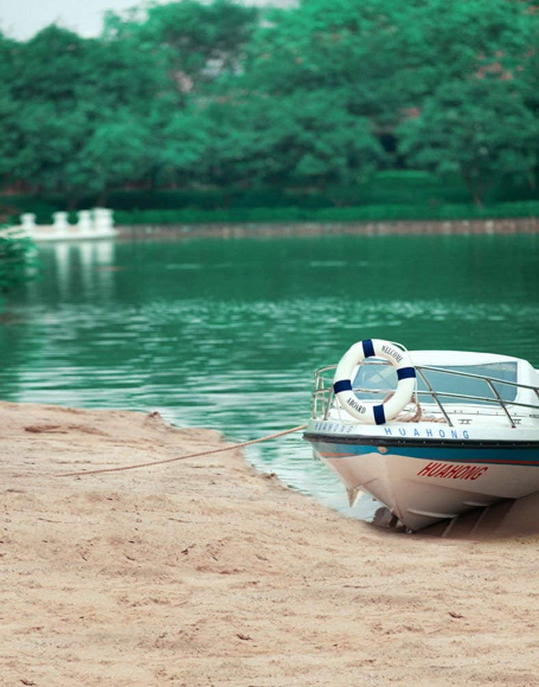 ABPHOTO Polyester Lake Tree Boat Photography Backdrops Photo Props ...