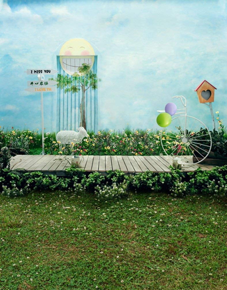 ABPHOTO Polyester Lawn Grass Flowers Photography Backdrops Photo Props ...