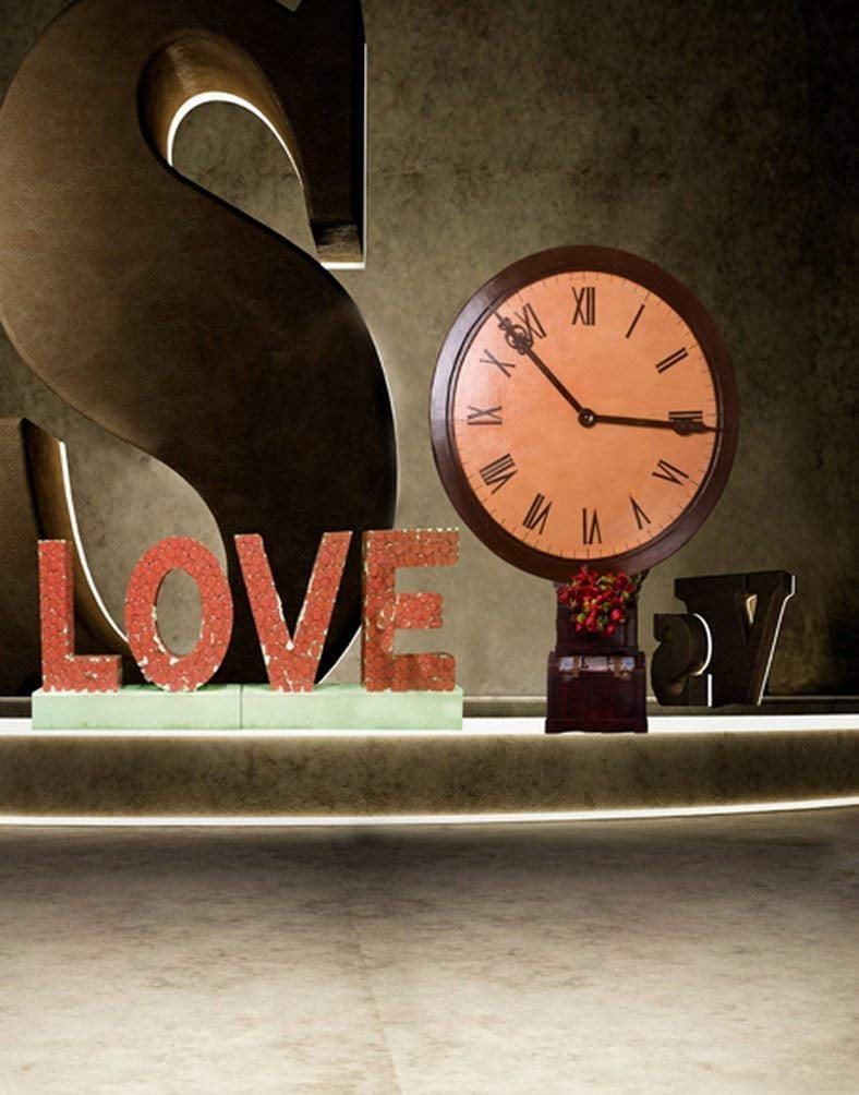 ABPHOTO Polyester Love Clock Photography Backdrops Photo Props Studio ...