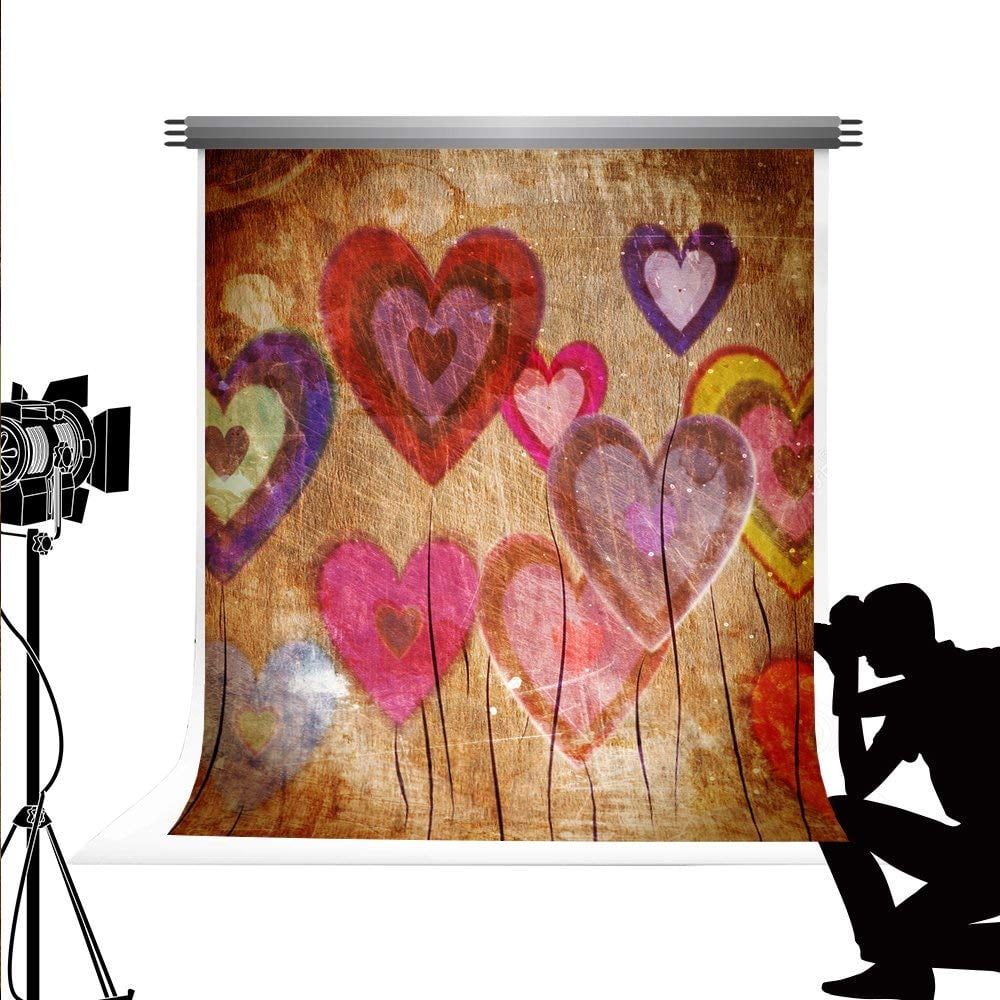 ABPHOTO Polyester Love Heart Painting Photography Background Valentine ...