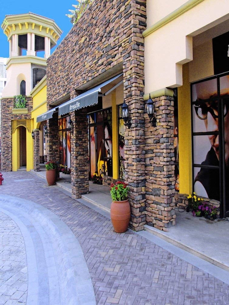 ABPHOTO Polyester Modern Stone Building Photography Backdrops Photo ...