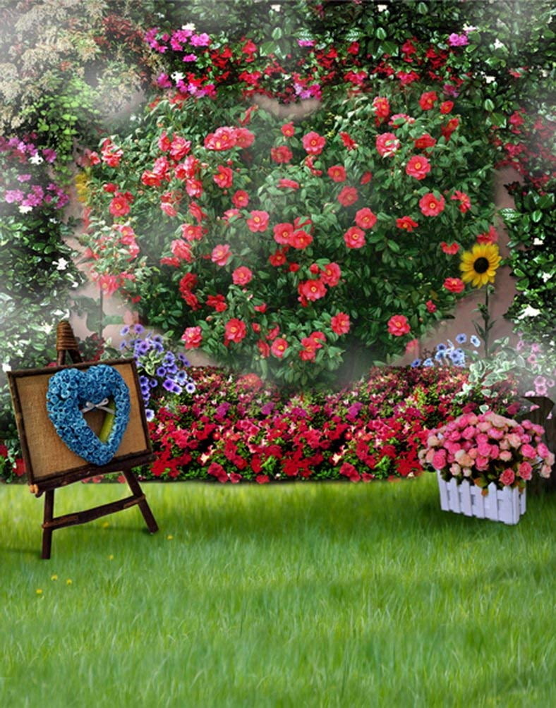 ABPHOTO Polyester Nature Grass Tree Flowers Photography Backdrops Photo ...