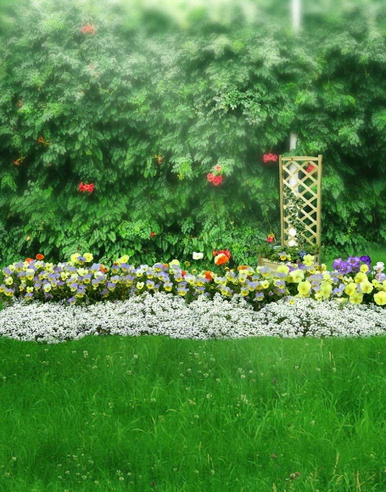 ABPHOTO Polyester Nature Green Tree Grass Flowers Photography Backdrops ...