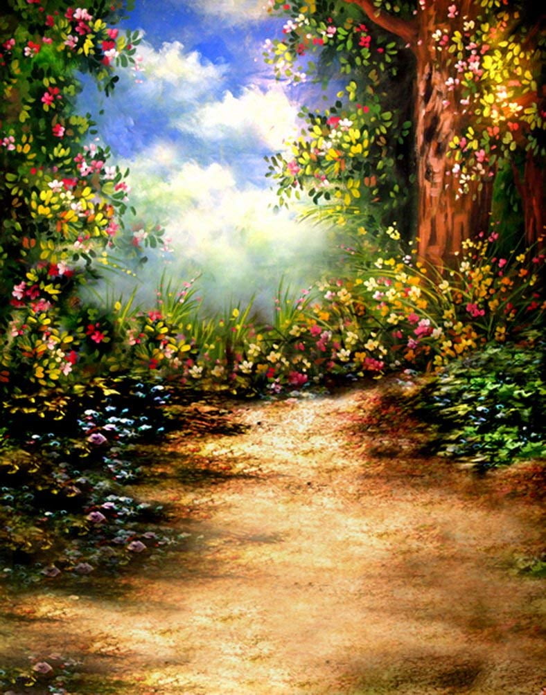 ABPHOTO Polyester Nature Landscape Flowers Tree Painting Photography ...