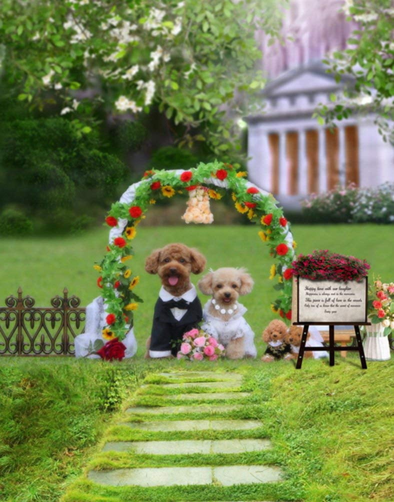 ABPHOTO Polyester Pet Dogs Wedding Flowers Photography Backdrops Photo ...