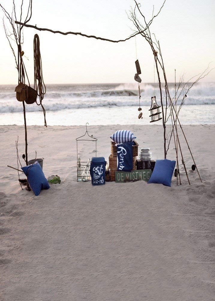 ABPHOTO Polyester Playing On Beach Seaside Nature Scenery 5x7ft Mural ...