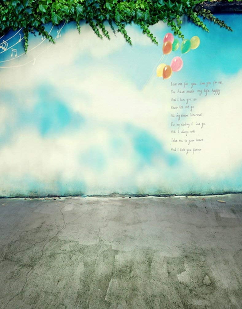 ABPHOTO Polyester Poem Green Leaf Balloon Photography Backdrops Photo ...