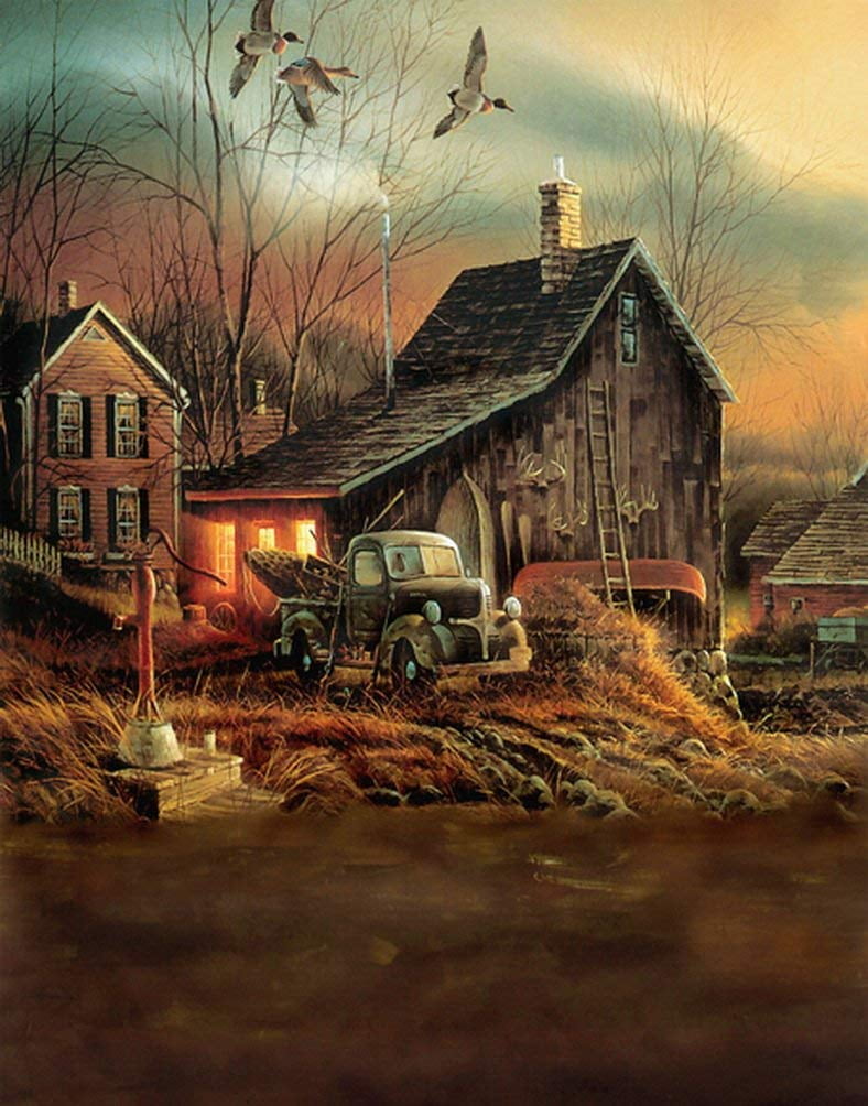 ABPHOTO Polyester Poor Wooden House Tree Bird Photography Backdrops ...