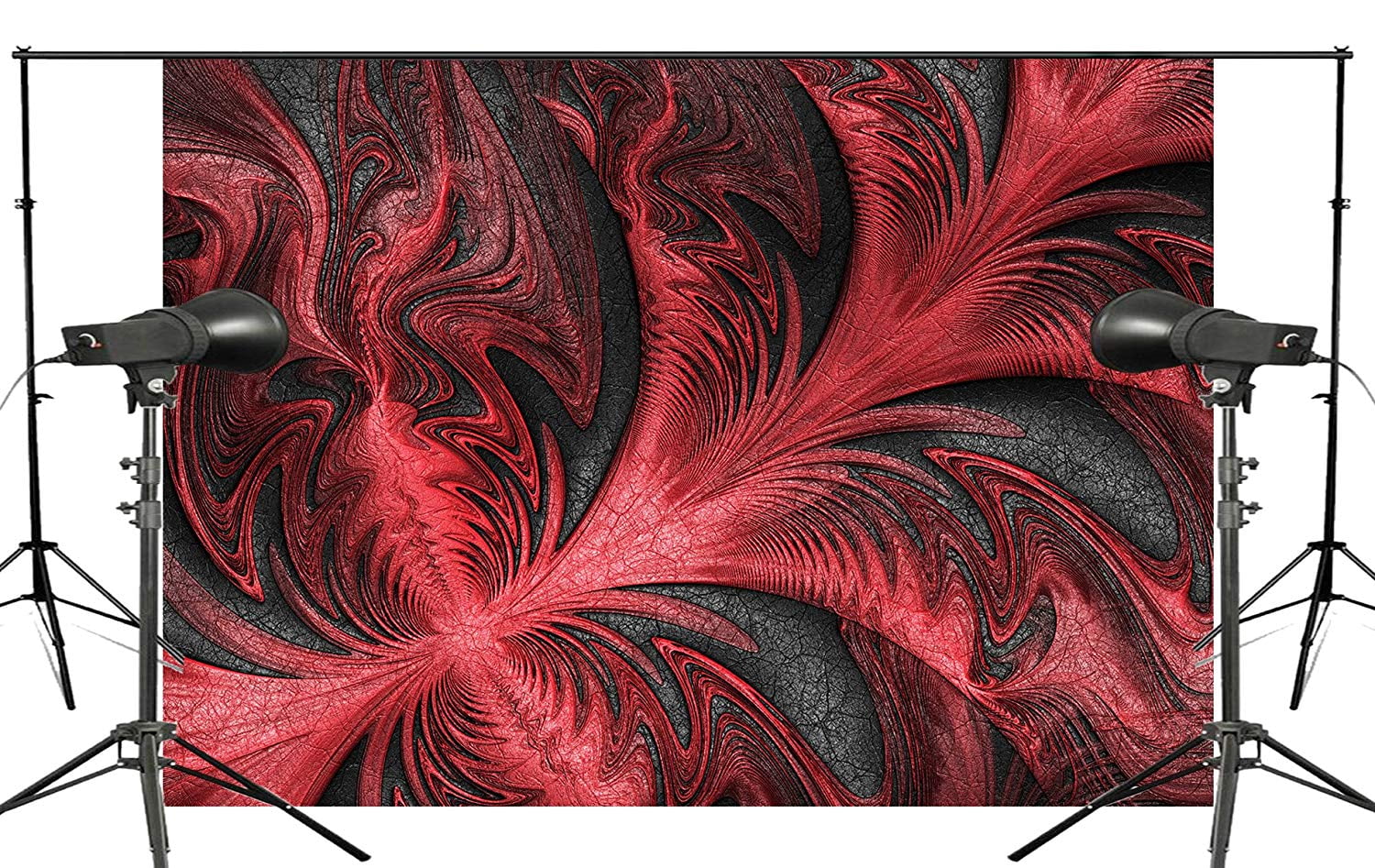ABPHOTO Polyester Red Leaves Shape Background Abstract Black Backdrops ...