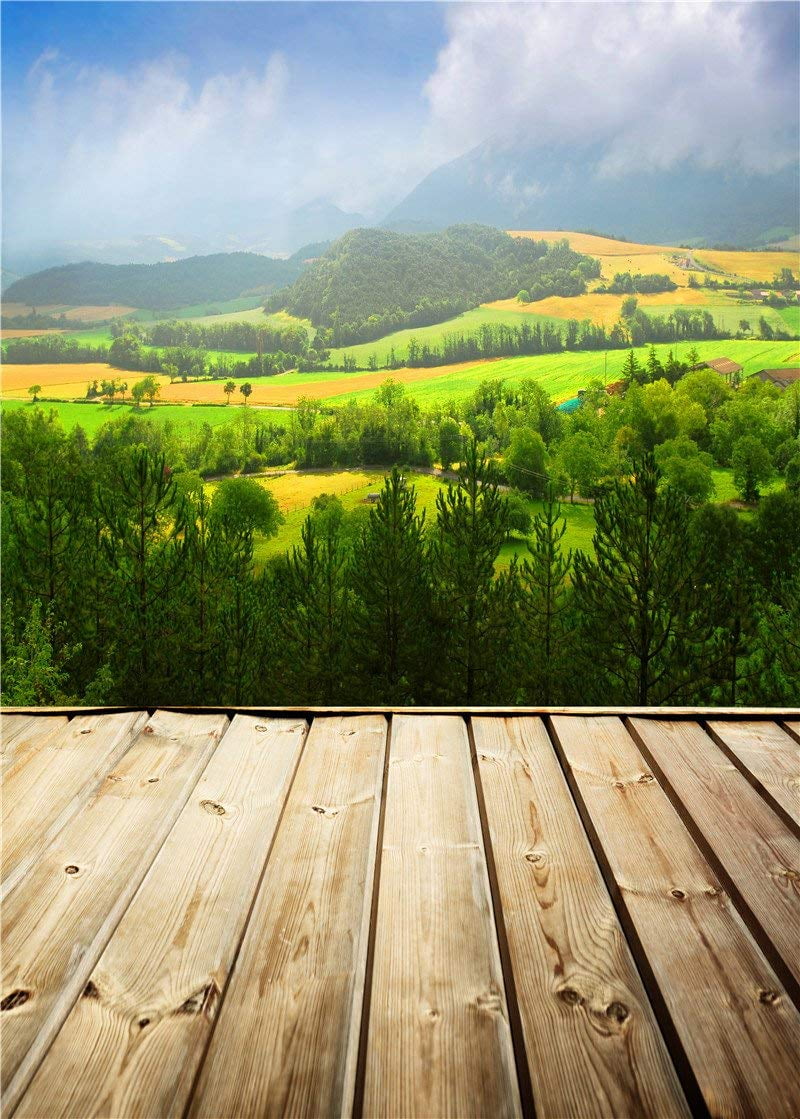 ABPHOTO Polyester Scenic Photo Backdrops Trees Studio Props Wooden ...