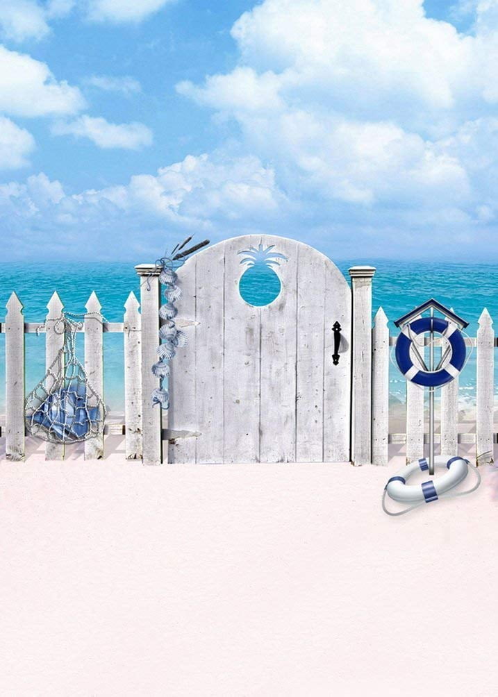ABPHOTO Polyester Sea Beach Fences Photography Backdrops Photo Props ...