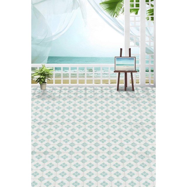 ABPHOTO Polyester Seaview House Floor Drops Mural Scenery Blue Sea Sky ...
