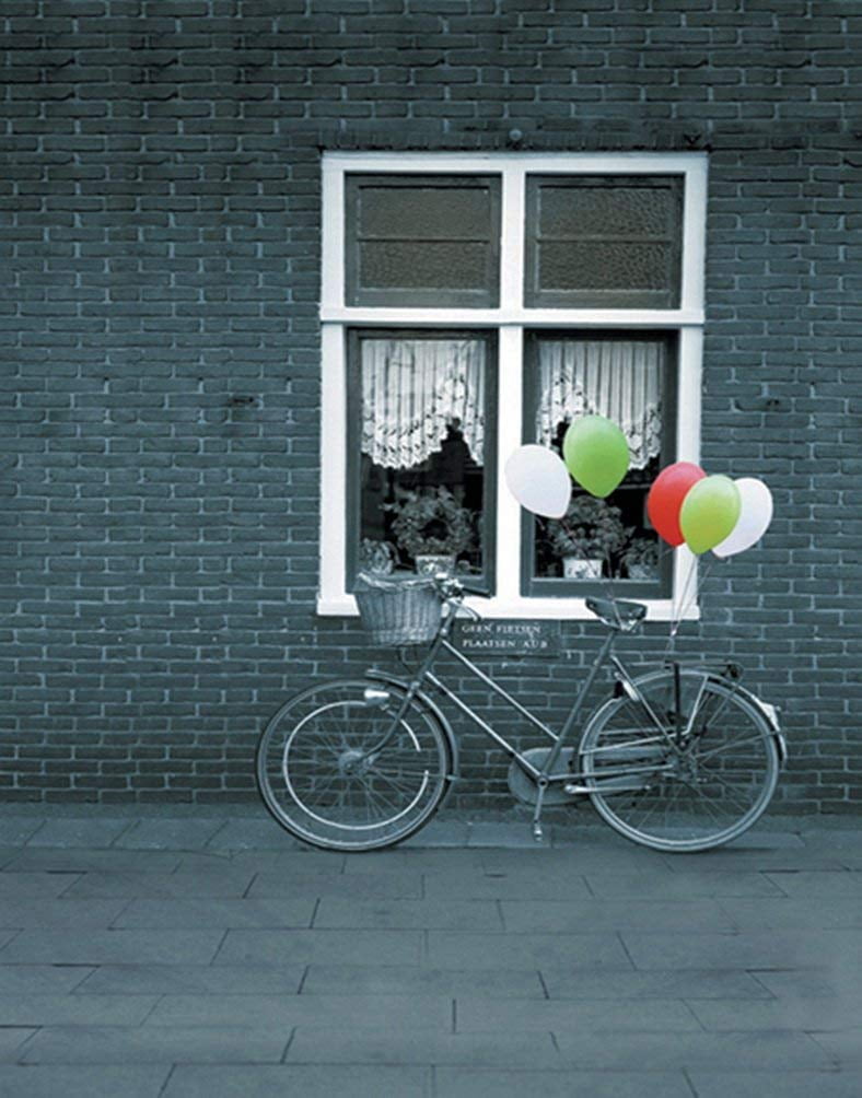 ABPHOTO Polyester Stone Floor Brick Wall Bicycle Balloon Photography ...