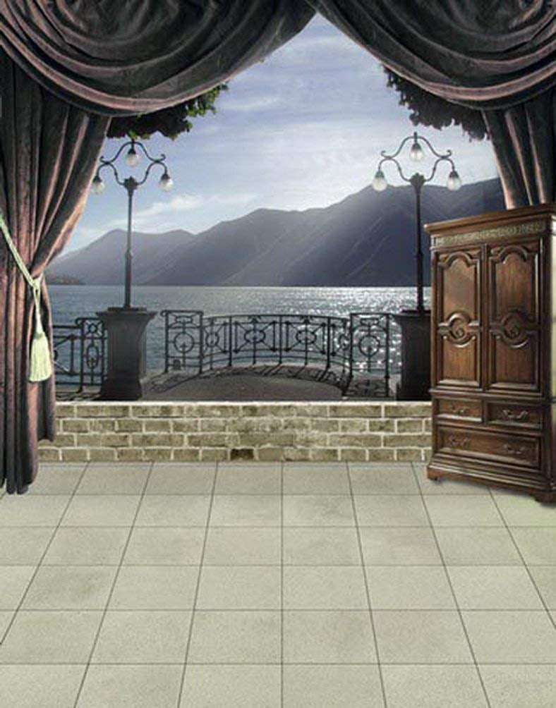 ABPHOTO Polyester Stone Floor Screen Lake Photography Backdrops Photo ...
