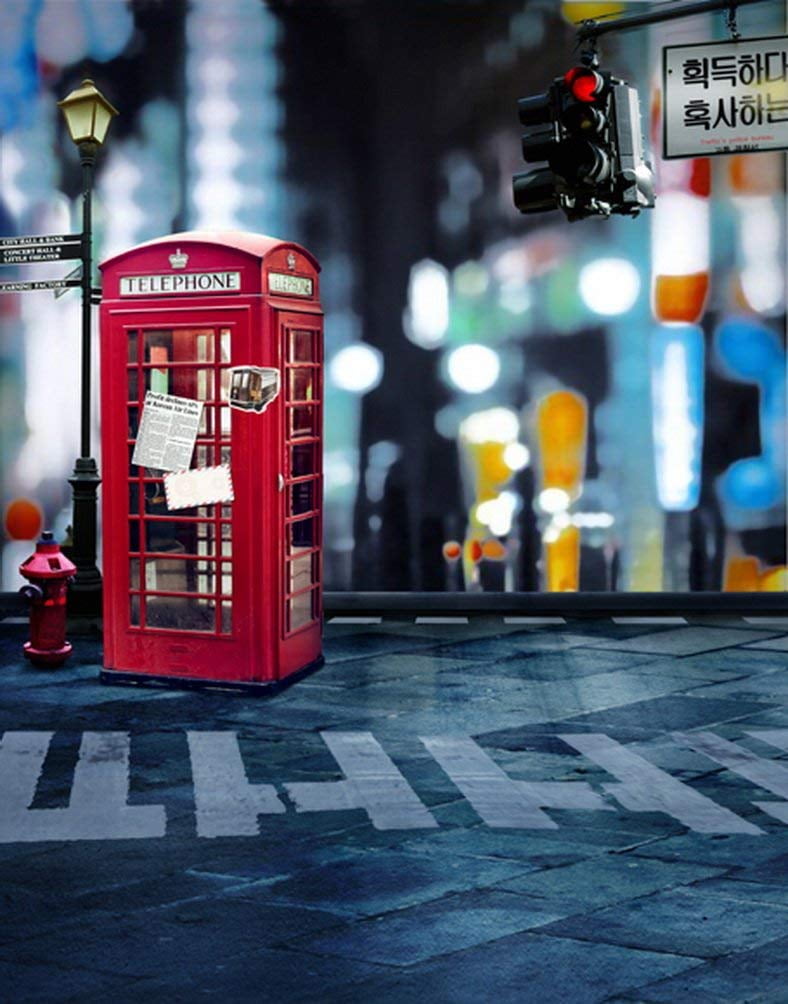 ABPHOTO Polyester Street View Telephone Booth Photography Backdrops ...