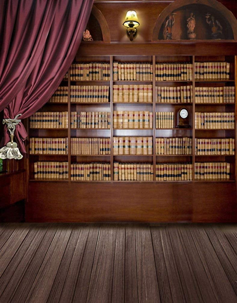 ABPHOTO Polyester Vintage Library Books Wooden Floor Photography ...