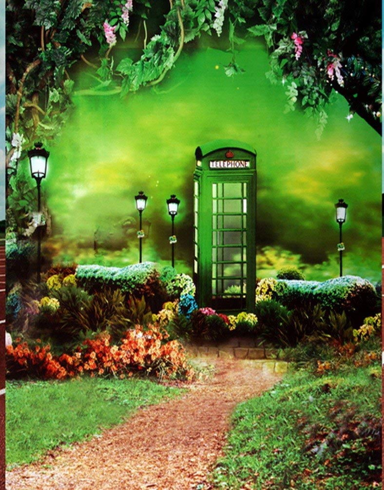 ABPHOTO Polyester Vintage Mottled Flower Tree Garden Drawing Picture ...