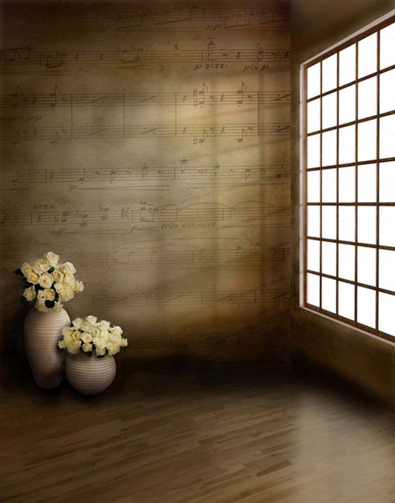 ABPHOTO Polyester Vintage Room Flowers Poem Musical Note Photography ...