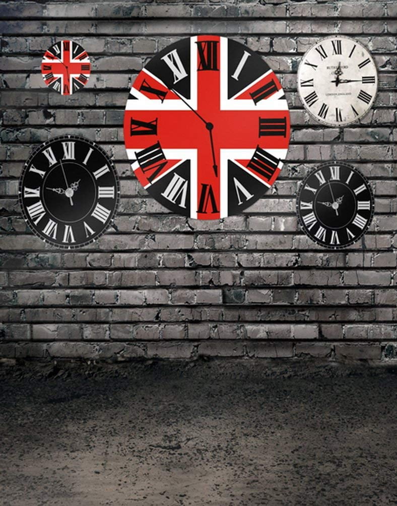 ABPHOTO Polyester Vintage Wall Clocks Photography Backdrops Photo Props ...