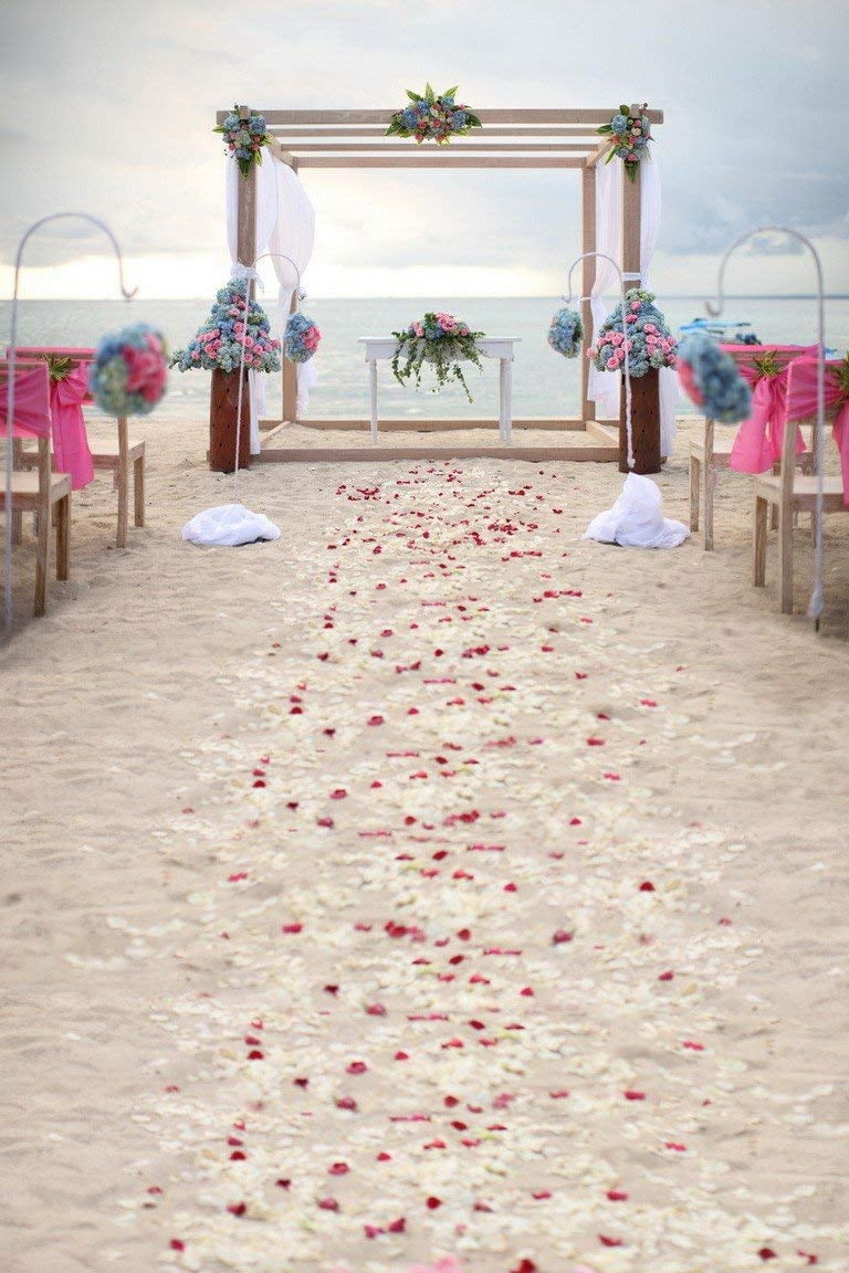 ABPHOTO Polyester Wedding Ceremony Beach Seaside Sand Corridor Romantic ...