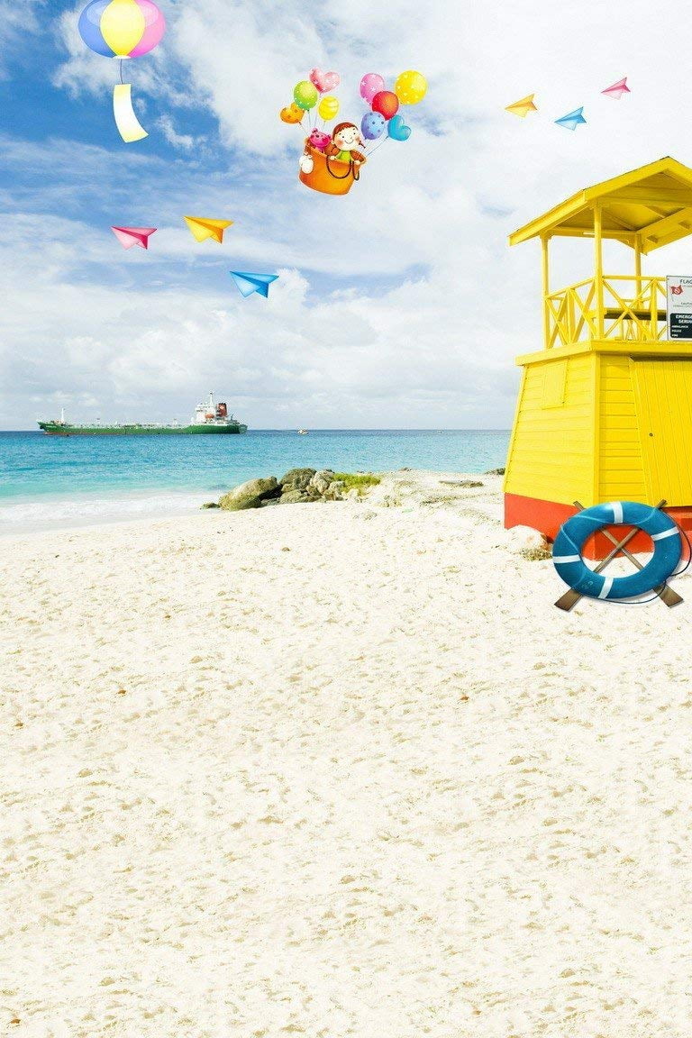 ABPHOTO Polyester Wedding Seaside Sea Ship Beach Scenery Mural Cloth ...