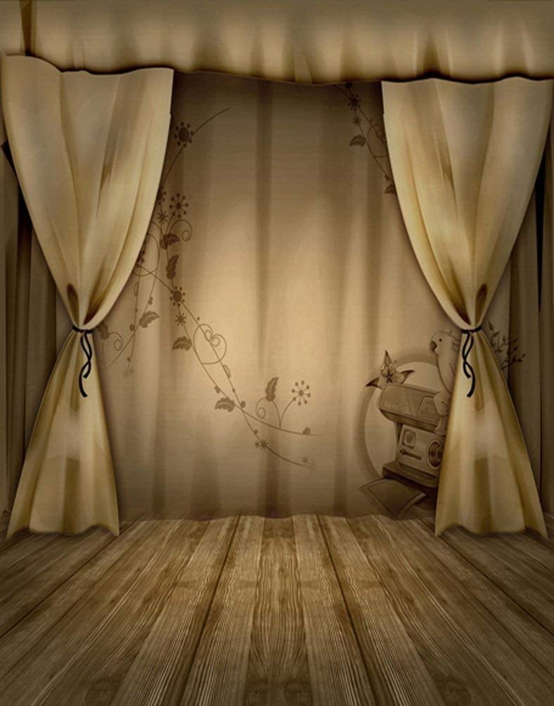 ABPHOTO Polyester Wooden Floor Curtain Photography Backdrops Photo ...