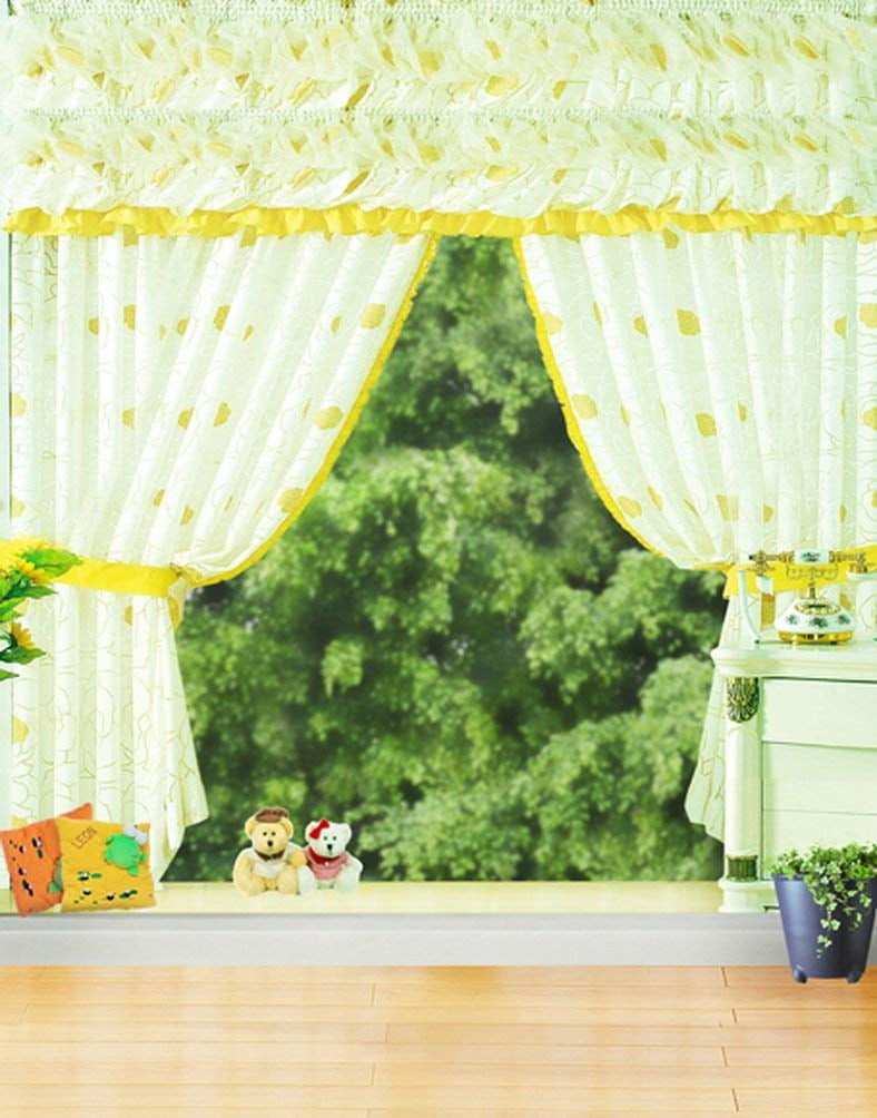 ABPHOTO Polyester Wooden Floor Living Room Curtain Photography ...