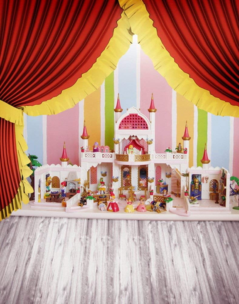 ABPHOTO Polyester Wooden Floor Red Screen Doll Photography Backdrops ...