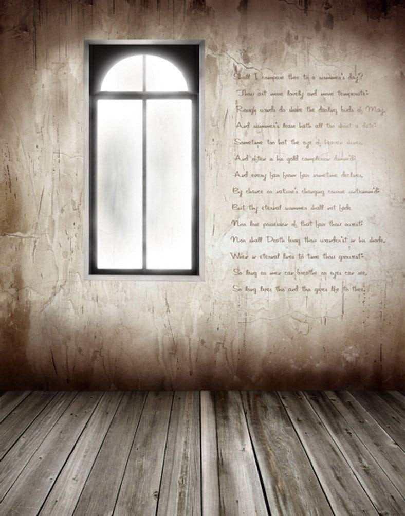 ABPHOTO Polyester Wooden Floor Vintage Room Poem Photography Backdrops ...