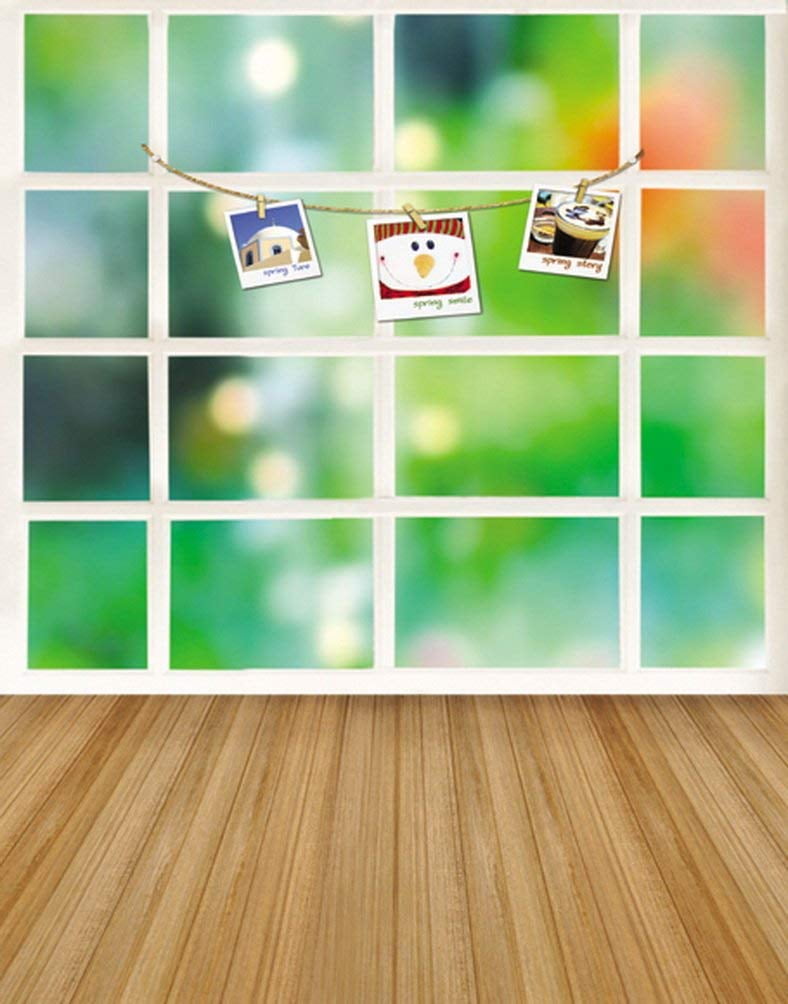 ABPHOTO Polyester Wooden Floor Window Pictures Photography Backdrops ...