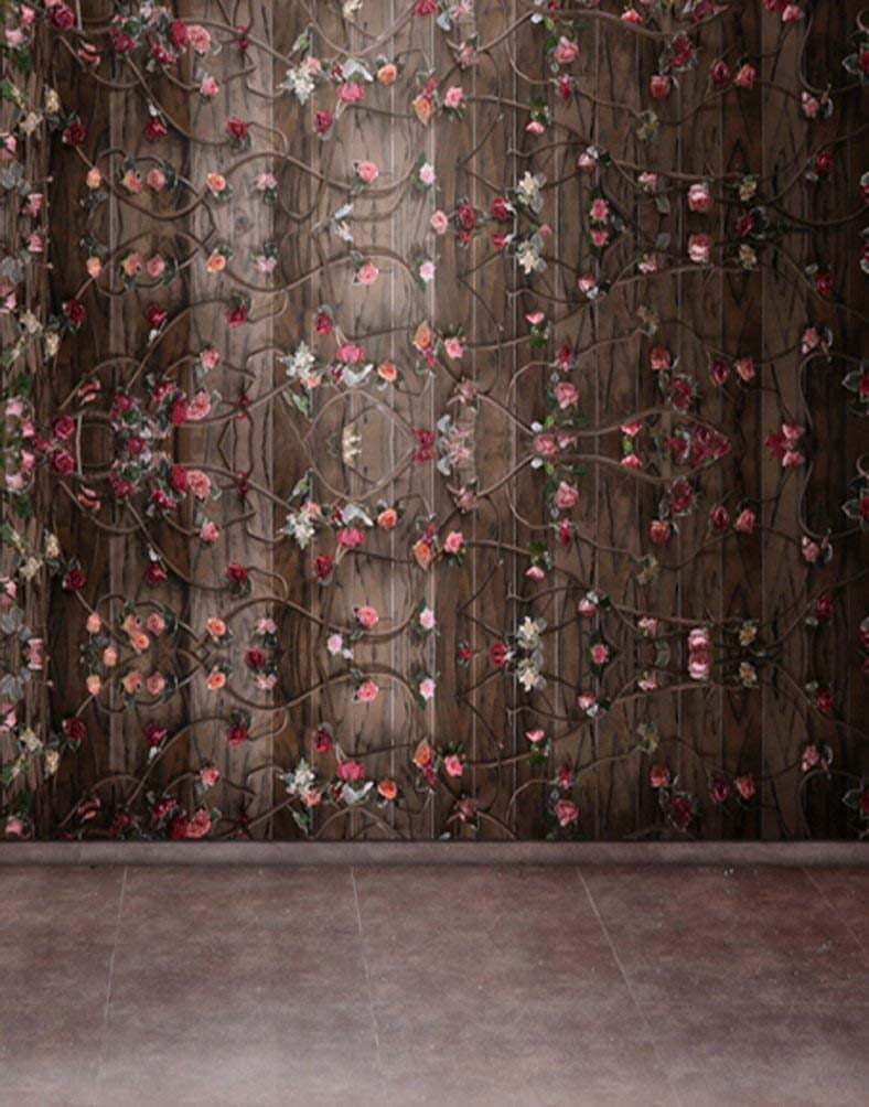 ABPHOTO Polyester Wooden Flower Wall Photography Backdrops Photo Props ...