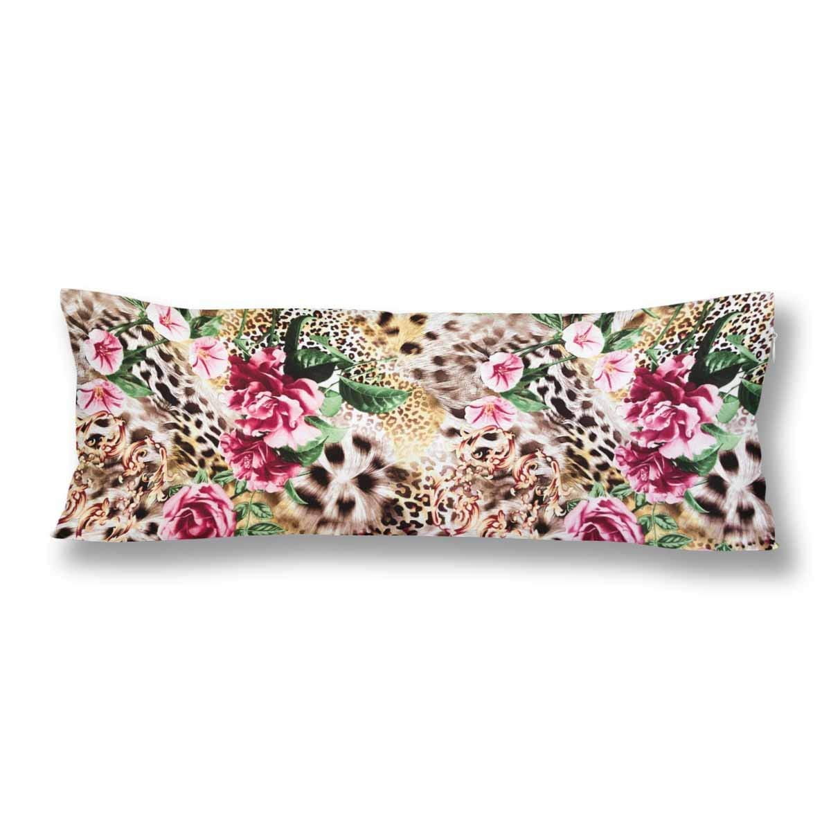 ABPHOTO Striped Leopard Rose Body Pillow Covers Pillowcase 20x60 inch ...