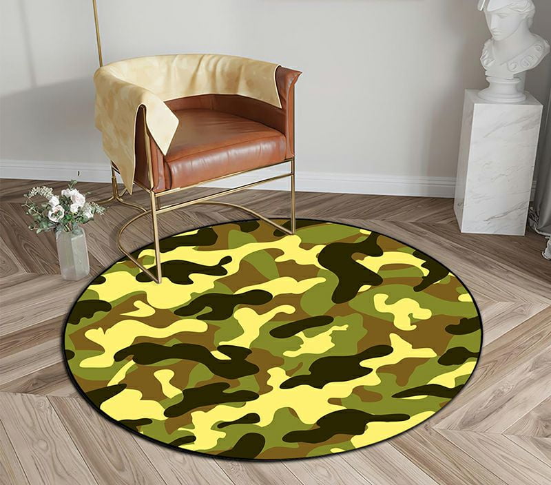 ABPHQTO Abstract Camouflage Camo Pattern Round Area Rugs Diameter 3.3 x ...