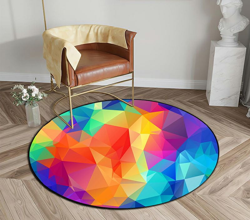 ABPHQTO Abstract Geometric Full Color Round Area Rugs Diameter 6 x 6ft ...