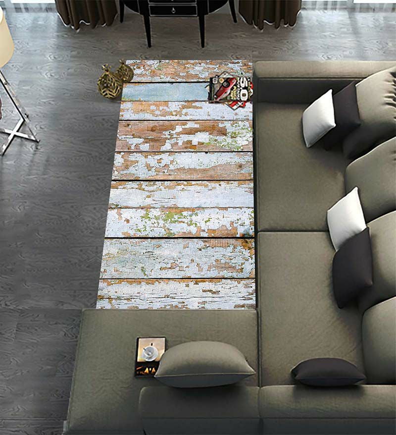 ABPHQTO Aged Pannel Wood Runner Rug 2.6 x 7ft Long Area Rug Carpet for ...