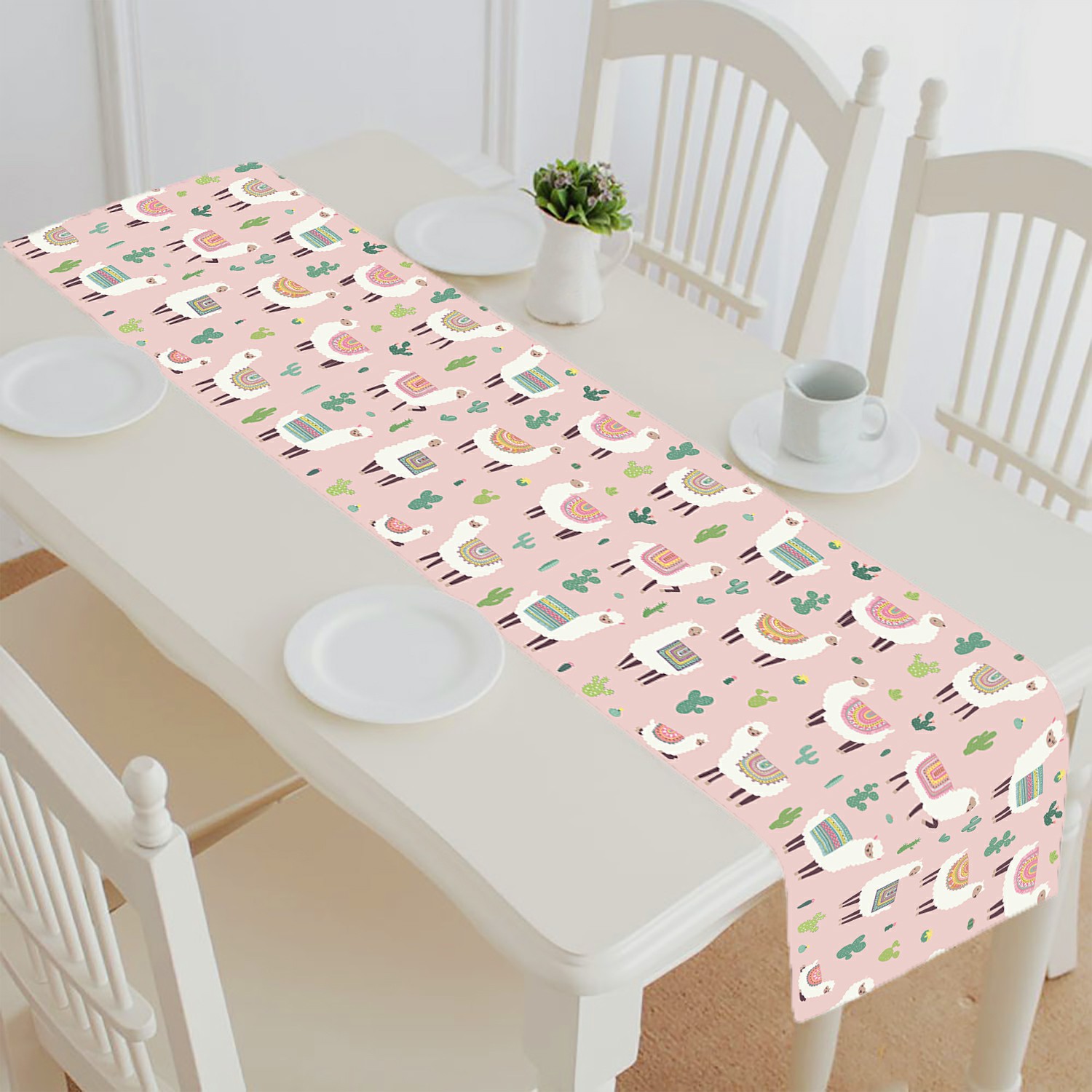 ABPHQTO Alpaca Cactus Table Runner Placemat Tablecloth For Home Decor ...