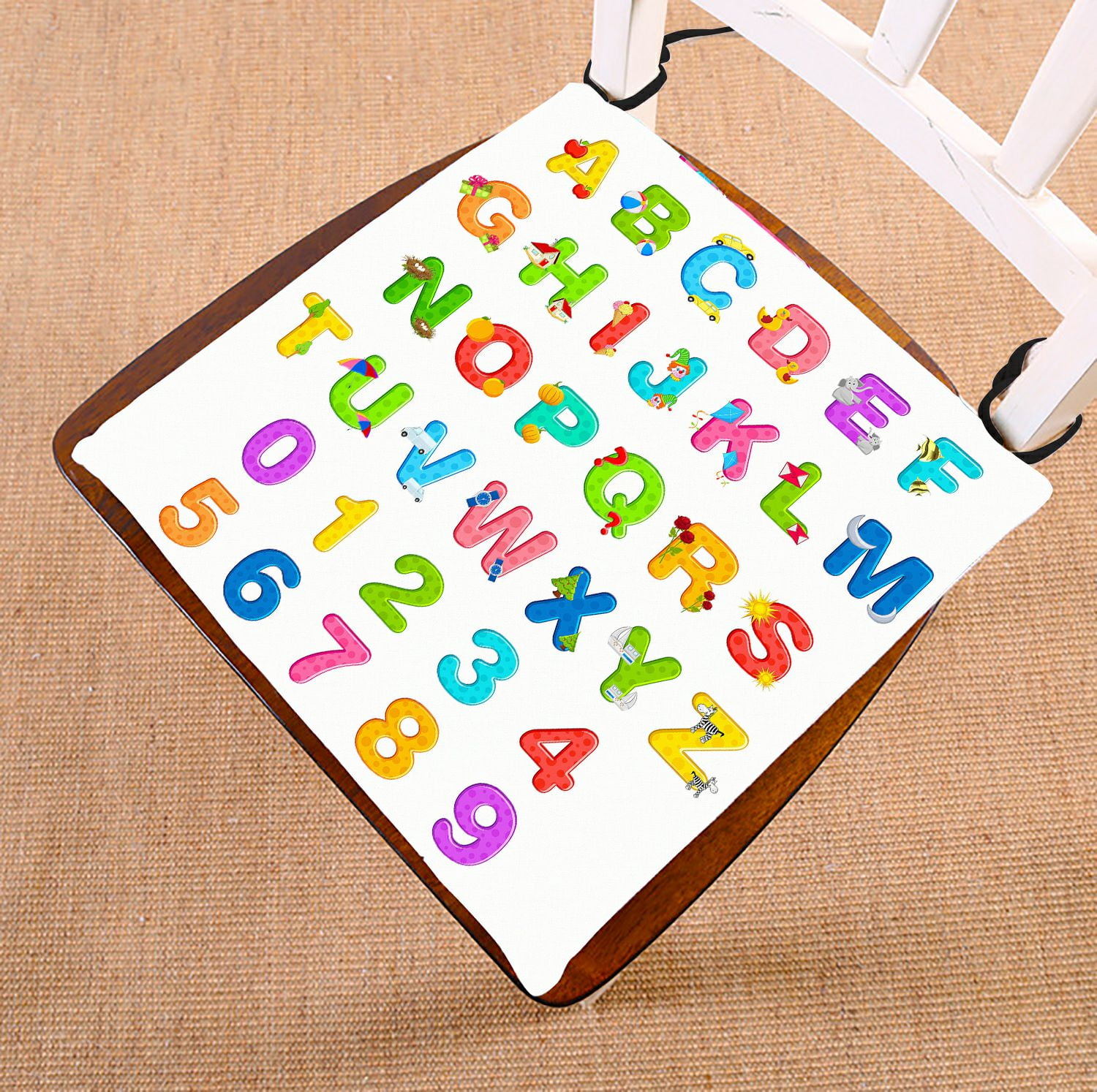 ABPHQTO Alphabet Set With Associate Objects And Number Chair Pad Seat ...
