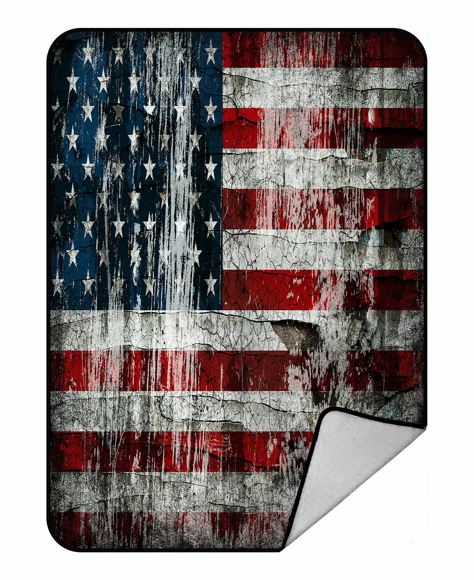 ABPHQTO American Flag Fleece Blanket Fleece Back Throw Blanket 58x80 ...