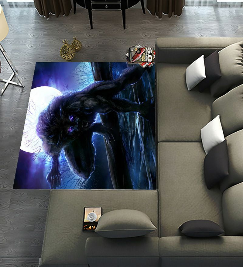 ABPHQTO Angry Werewolf Night Forest Area Rugs 5 x 8ft Floor Carpet Mat ...