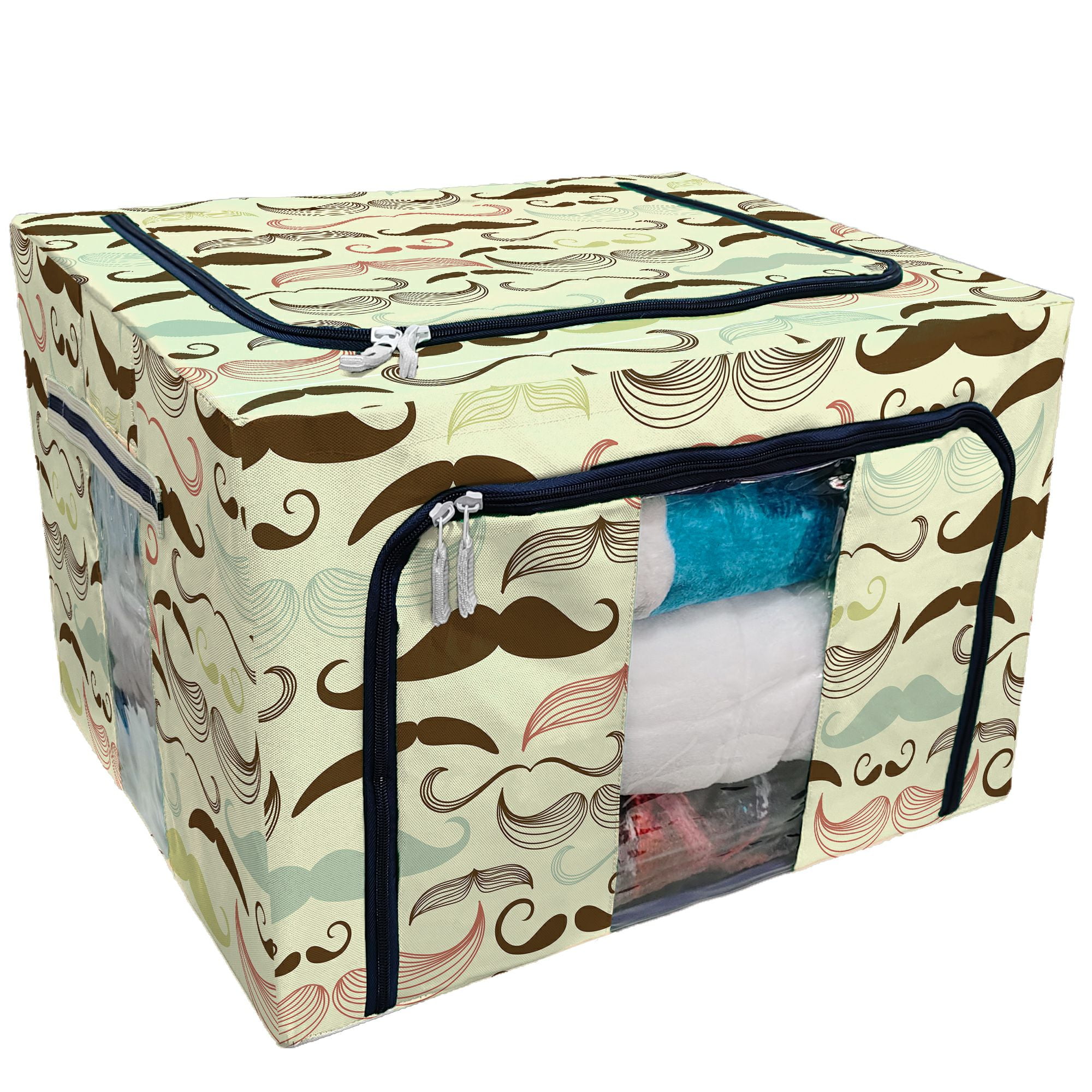 ABPHQTO Art Deco Mustache Pattern Retro Style Storage Bag Clear Window ...