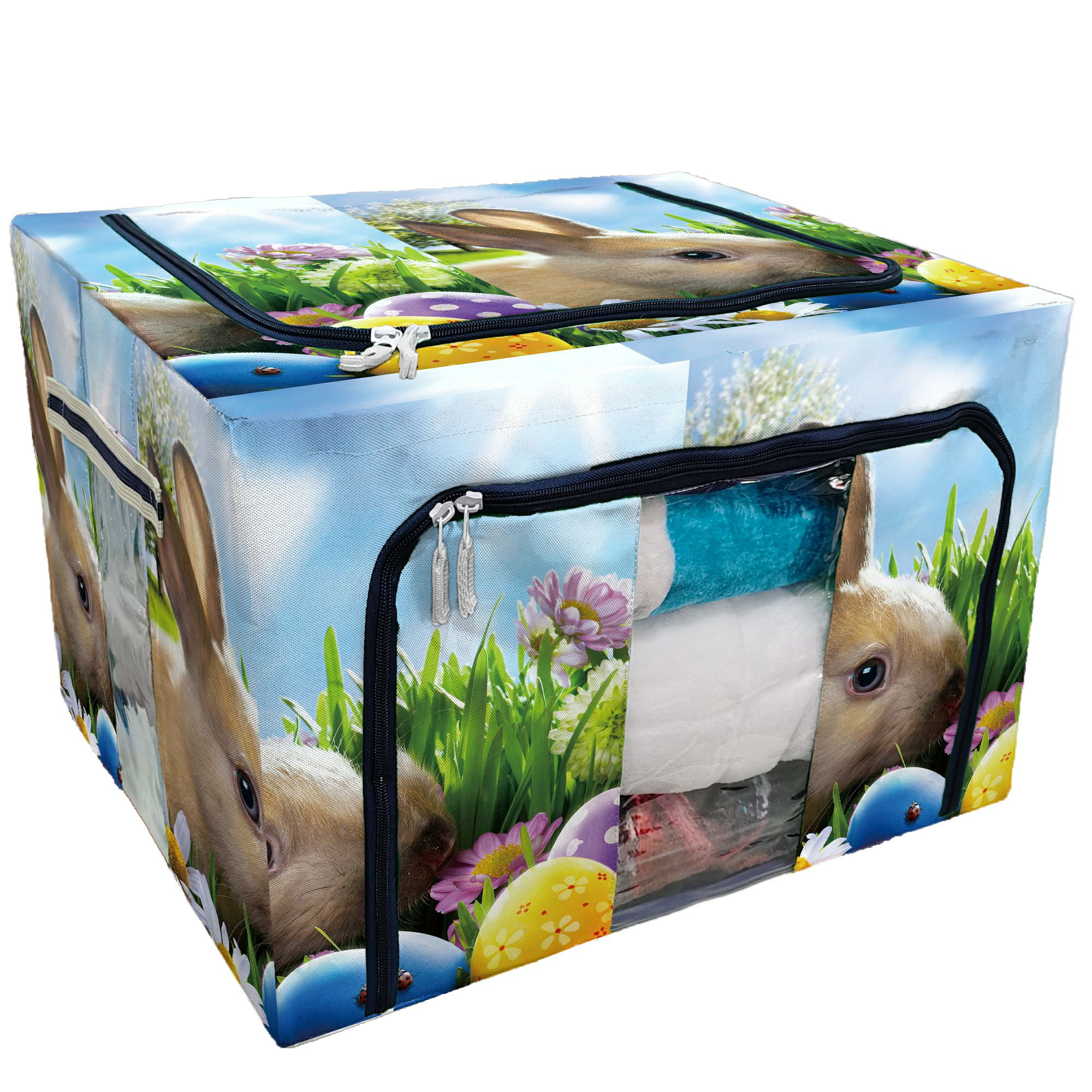 ABPHQTO Art Little Easter Bunny And Easter Eggs Green Grass Storage Bag ...