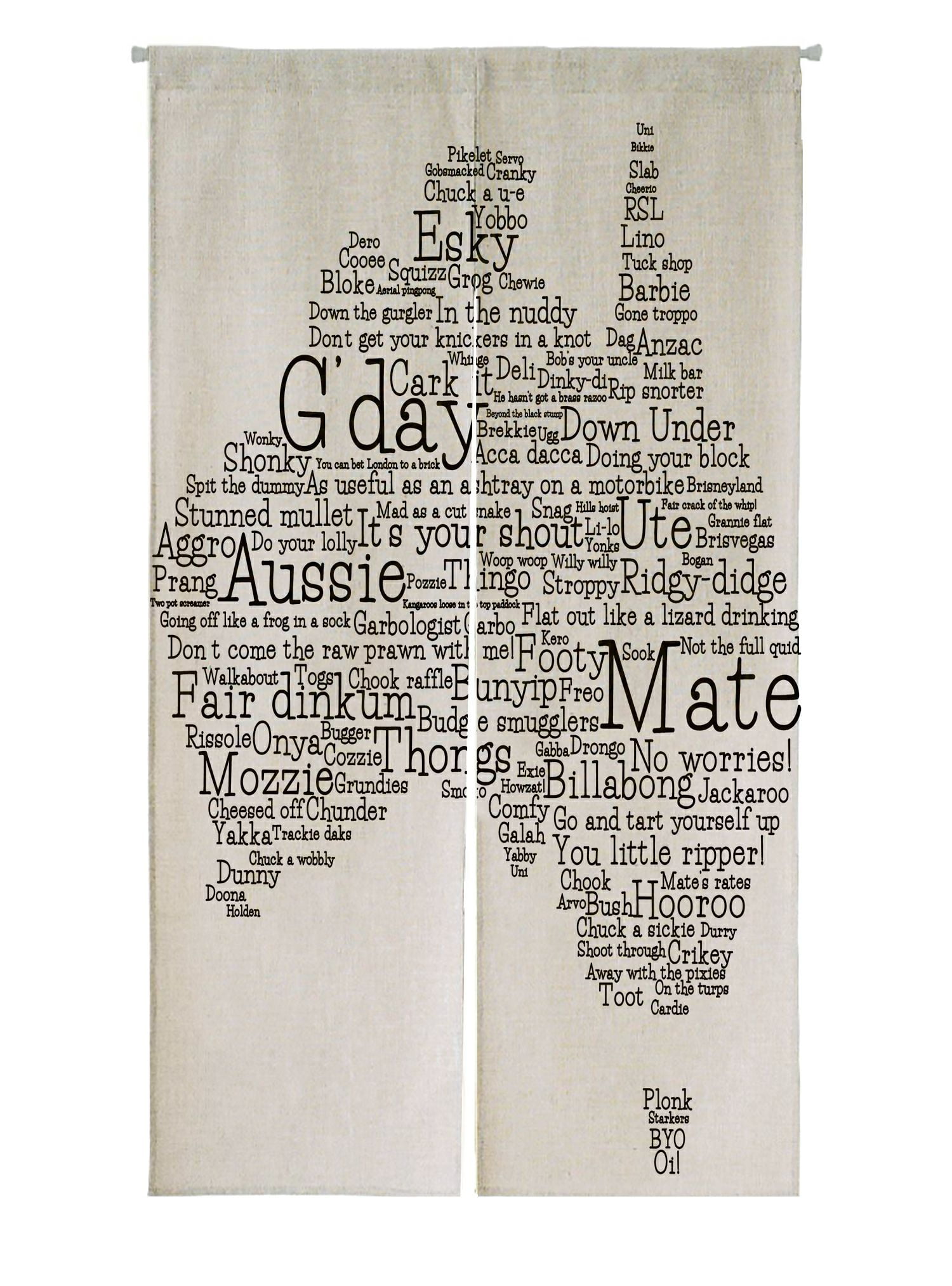 ABPHQTO Australia Map Australian Slang Words Japanese Noren Curtain ...