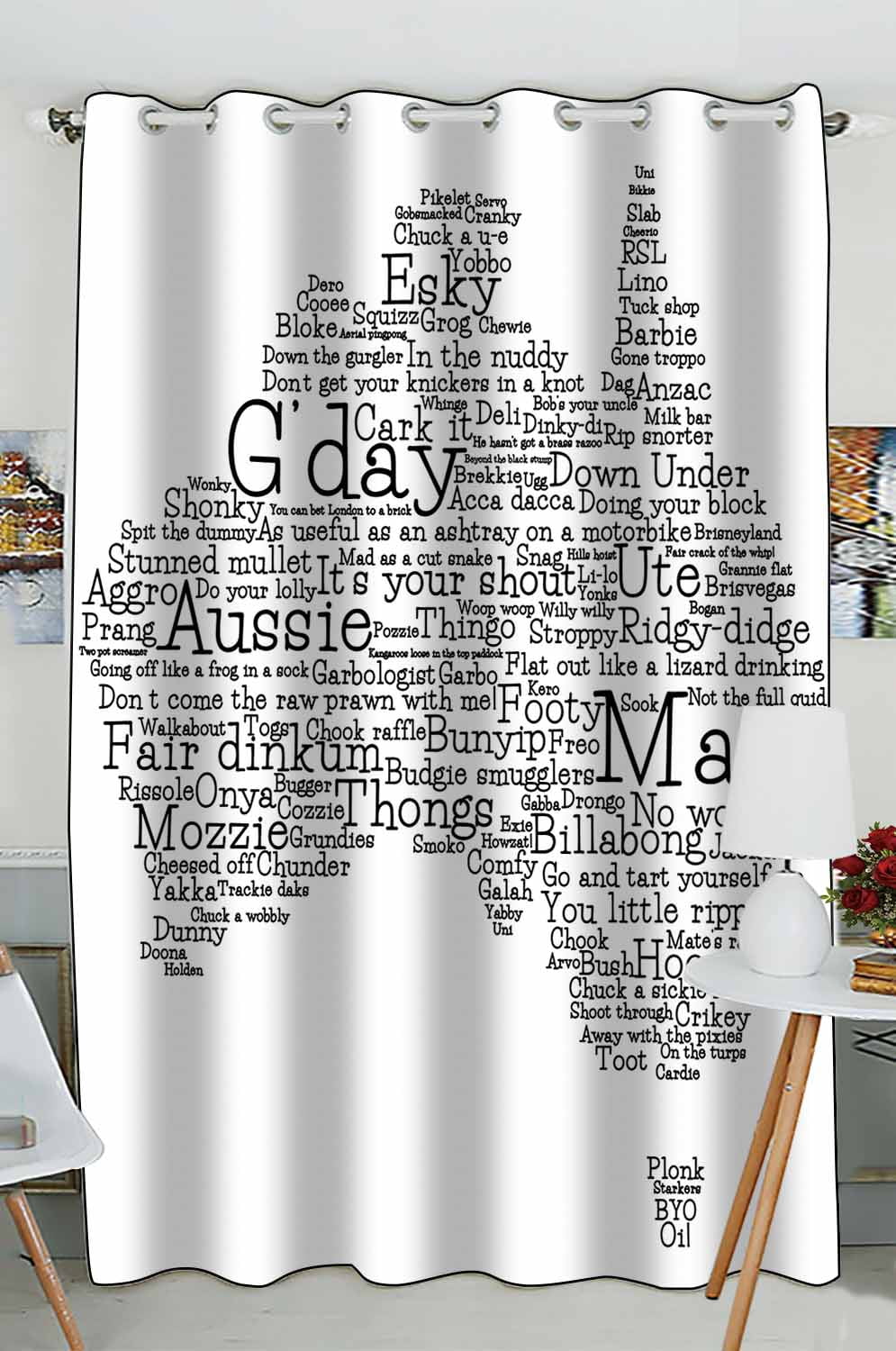 ABPHQTO Australia Map Australian Slang Words Window Curtain Kitchen ...