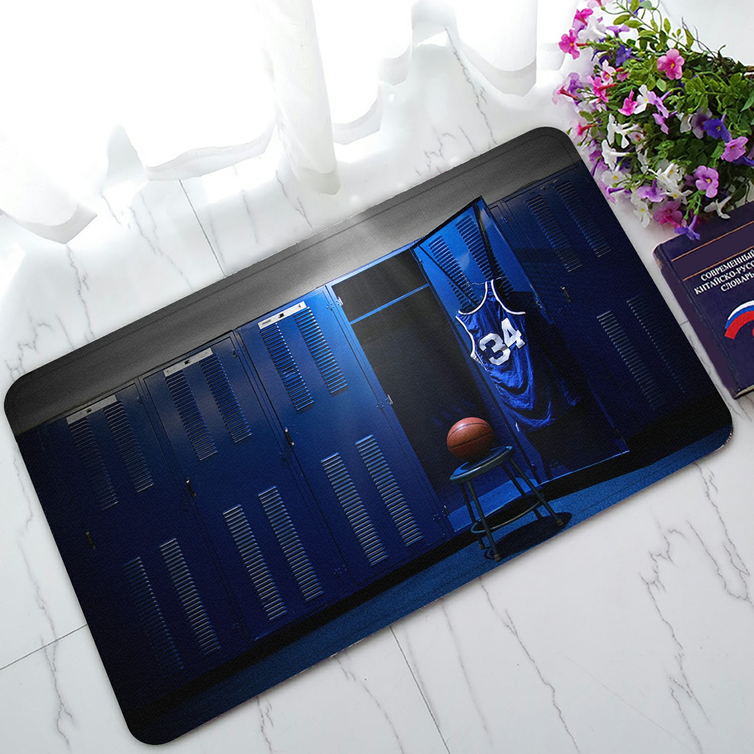 ABPHQTO Basketball Locker Room Spotlight Ball Locker Doormat Entrance ...