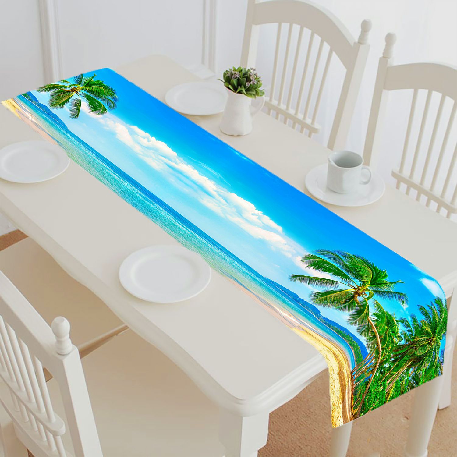 ABPHQTO Beautiful Beach View Of Nice Tropical Beach Table Runner ...