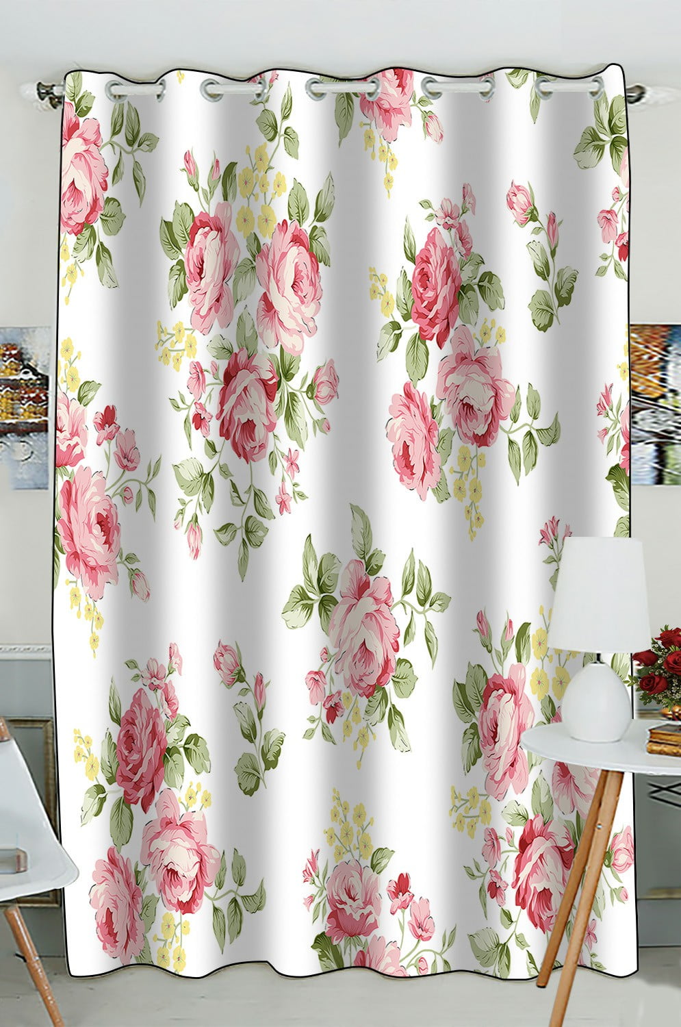 ABPHQTO Beautiful Rose Flower Pattern Little Floral Bouquet Grommet ...